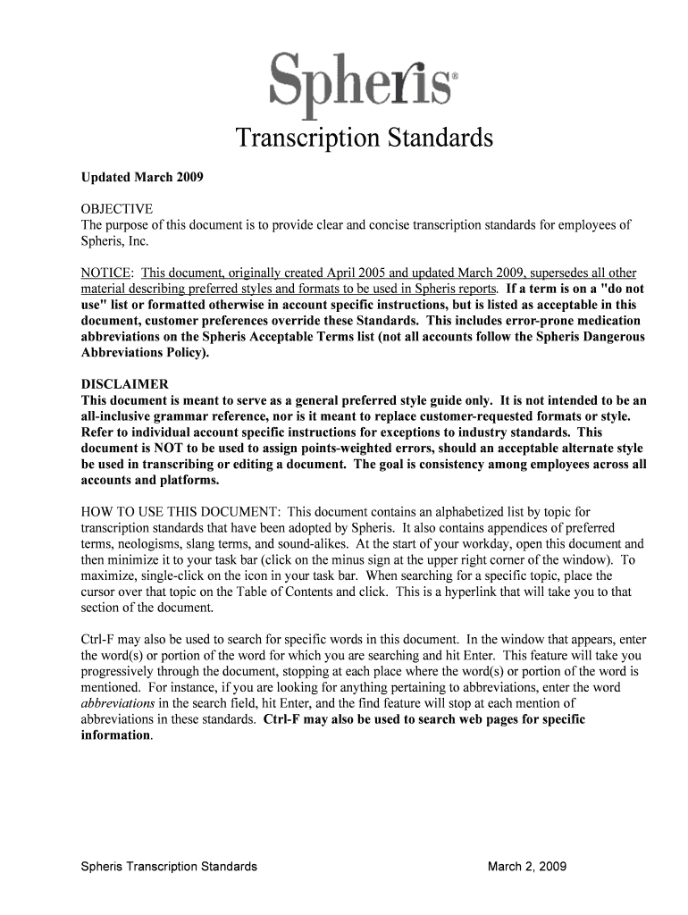 Fillable Online Transcription Standards Fax Email Print - pdfFiller