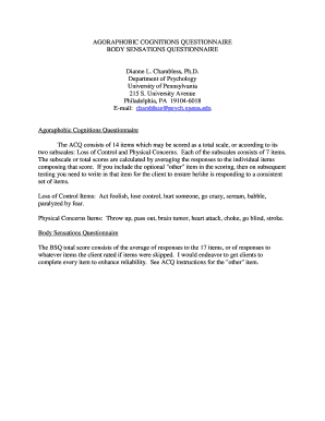 Fillable Online AGORAPHOBIC COGNITIONS QUESTIONNAIRE Fax Email Print ...