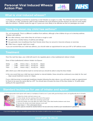 Fillable Online Personal Viral Induced Wheeze Fax Email Print - pdfFiller