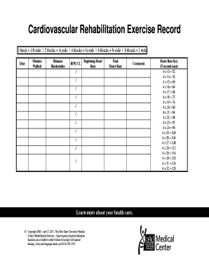 Fillable Online Cardiovascular Rehabilitation Exercise Record Fax Email ...
