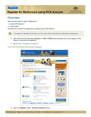 Fillable Online Register for MyAccount using DVA Account Fax Email ...