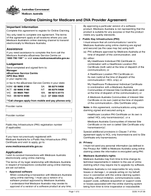 Fillable Online Online Claiming for Medicare and DVA Provider Agreement ...
