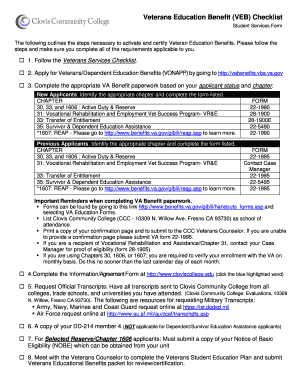 Fillable Online classmedia scccd Veterans Education Benefit (VEB ...