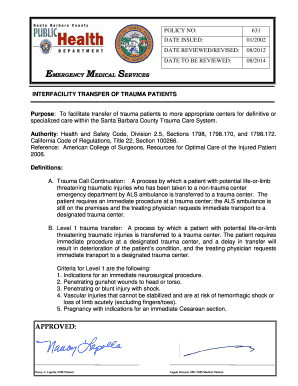 Fillable Online INTERFACILITY TRANSFER OF TRAUMA PATIENTS Fax Email ...