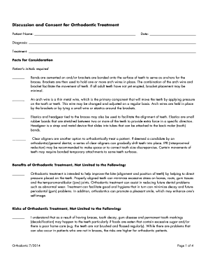 Fillable Online Discussion and Consent for Orthodontic Treatment Fax ...