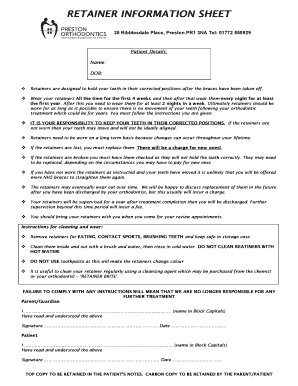 Fillable Online RETAINER INFORMATION SHEET Fax Email Print - pdfFiller
