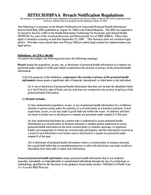 Fillable Online HITECH/HIPAA Breach Notification Regulations Fax Email ...