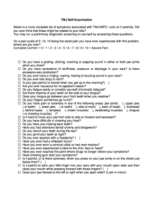 Fillable Online TMJ Self-Examination Fax Email Print - pdfFiller