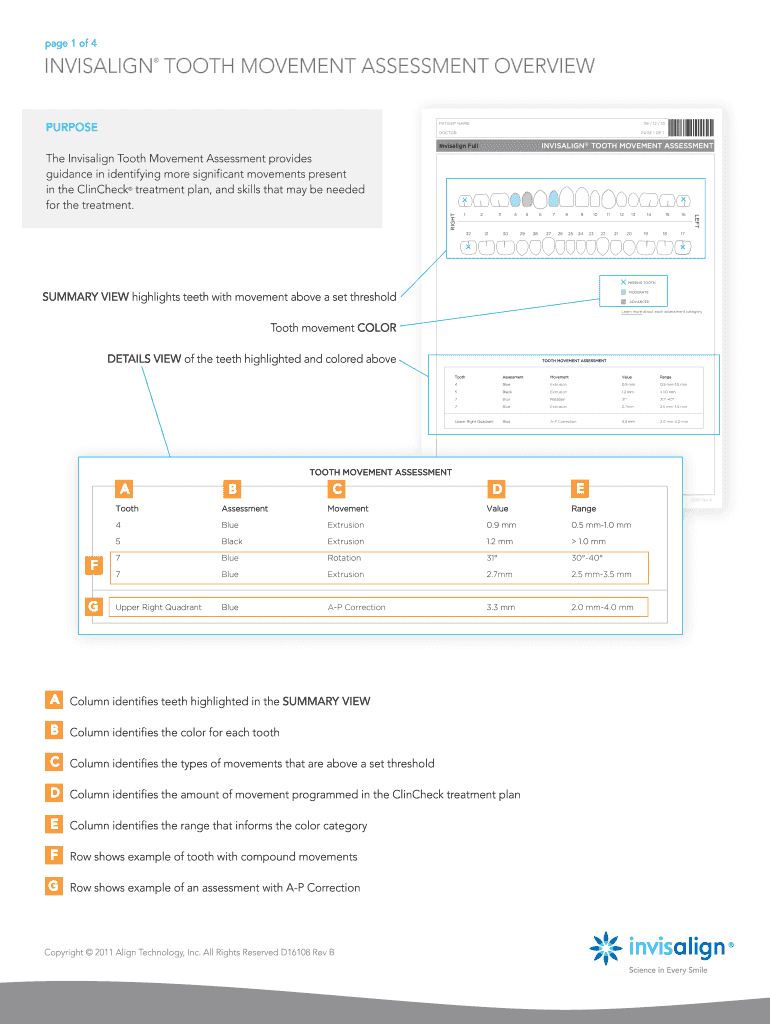 Fillable Online INVISALIGN TOOTH MOVEMENT ASSESSMENT OVERVIEW Fax Email ...