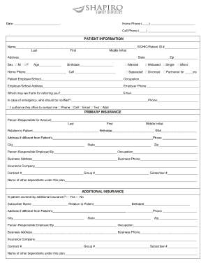 Fillable Online Name SS/HIC/Patient ID # Fax Email Print - pdfFiller