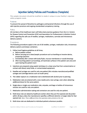 Fillable Online Injection Safety Policies and Procedures (Template) Fax ...