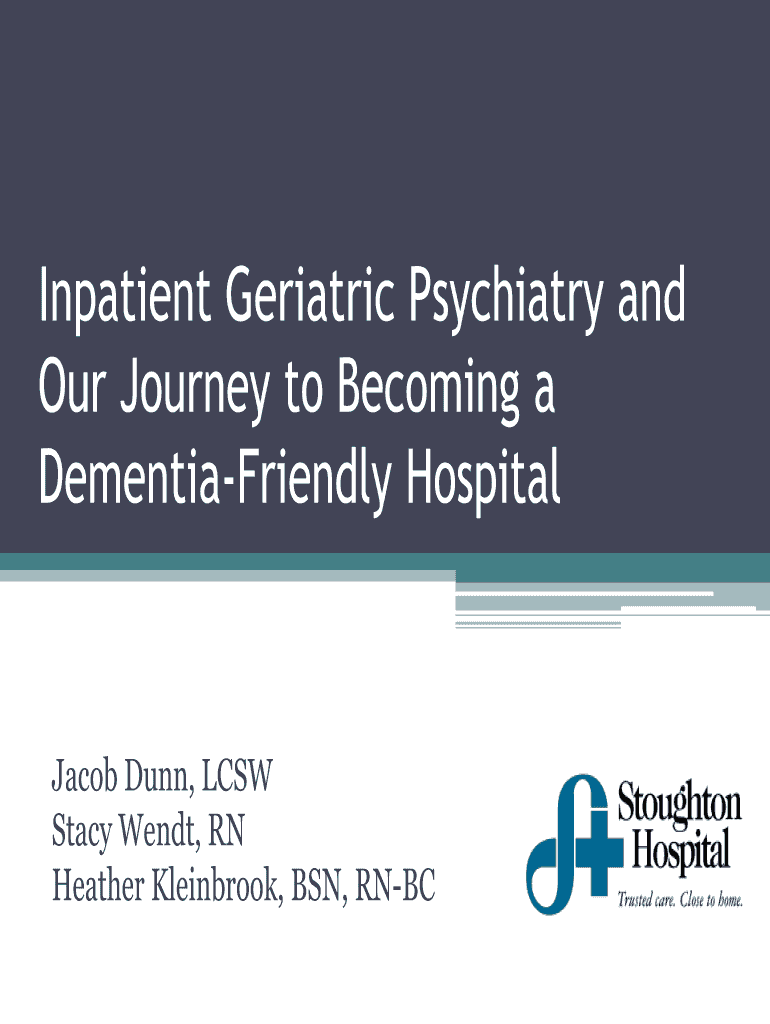 Fillable Online Inpatient Geriatric Psychiatry and Fax Email Print ...