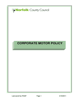 Fillable Online CORPORATE MOTOR POLICY Fax Email Print - pdfFiller