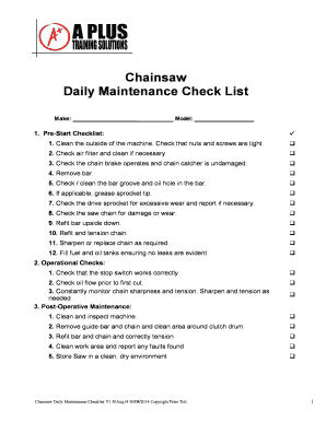 Fillable Online Daily Maintenance Check List Fax Email Print - pdfFiller