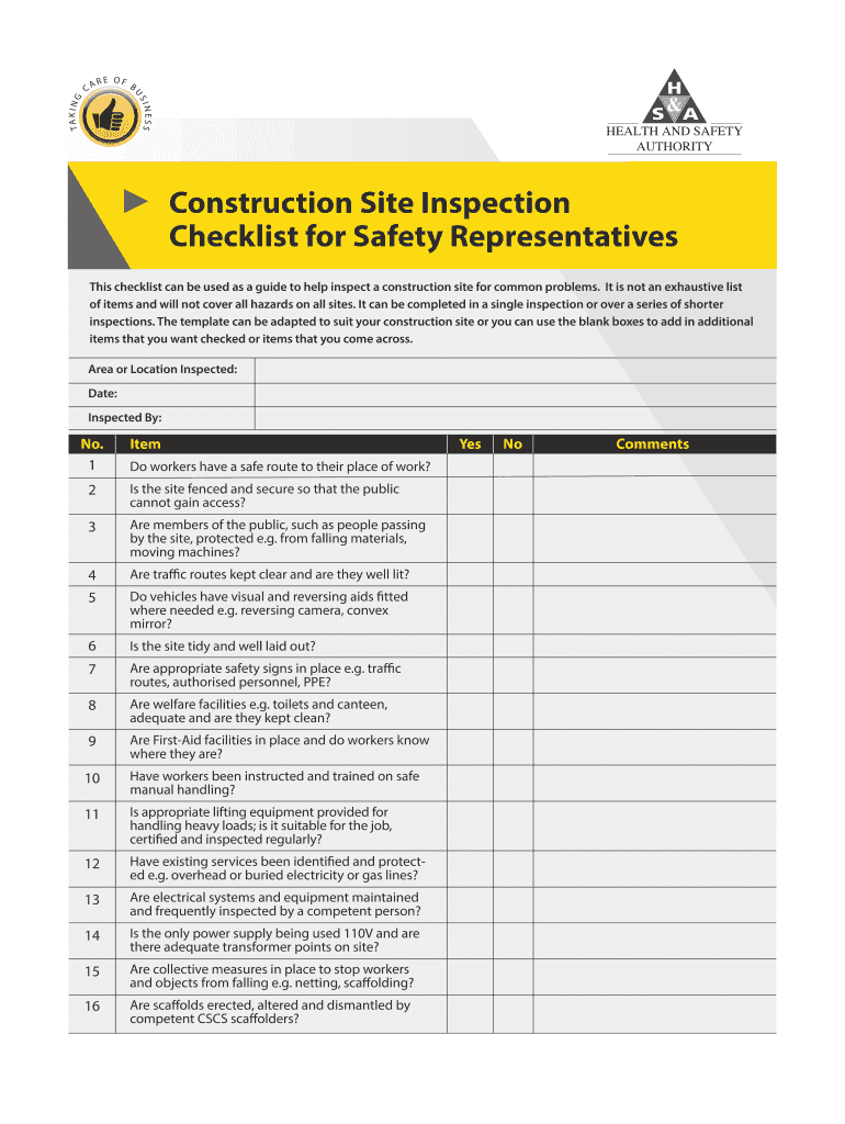 Fillable Online Checklist for Safety Representatives Fax Email Print ...
