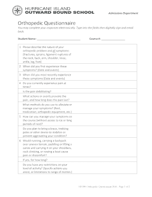 Fillable Online Orthopedic Questionnaire Fax Email Print - pdfFiller