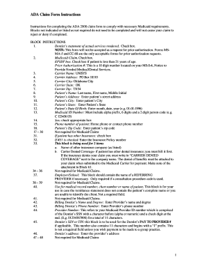 Fillable Online ADA Claim Form Instructions Fax Email Print - pdfFiller