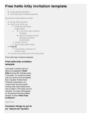 Fillable Online Free hello kitty invitation template Fax Email Print ...