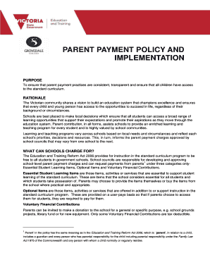 Fillable Online PARENT PAYMENT POLICY AND Fax Email Print - pdfFiller