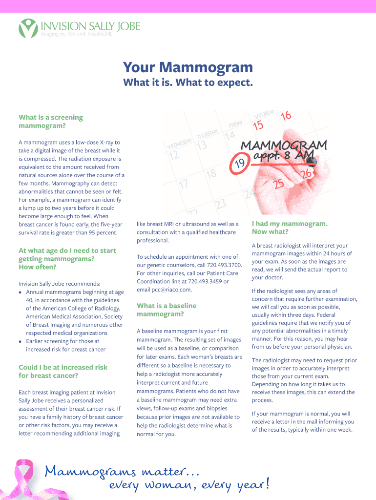 Fillable Online Your Mammogram Fax Email Print - pdfFiller