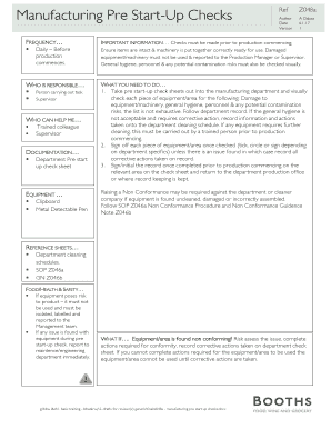 Fillable Online Manufacturing Pre Start-Up Checks Fax Email Print ...