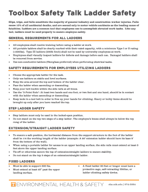 Fillable Online Toolbox Safety Talk Ladder Safety Fax Email Print ...