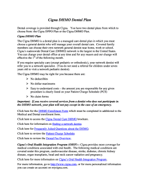 Fillable Online Cigna DHMO Dental Plan Fax Email Print - pdfFiller