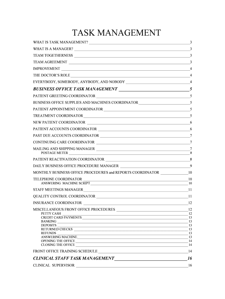 Fillable Online WHAT IS TASK MANAGEMENT Fax Email Print - pdfFiller