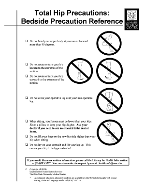 Fillable Online Total Hip Precautions: Fax Email Print - pdfFiller
