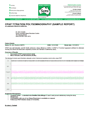 Fillable Online CPAP TITRATION POLYSOMNOGRAPHY (SAMPLE REPORT) Fax ...