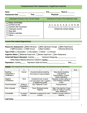 Fillable Online Comprehensive Pain Assessment- Cognitively Impaired Fax ...