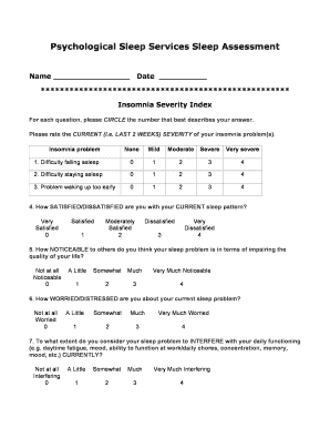 Fillable Online Psychological Sleep Services Sleep Assessment Fax Email ...