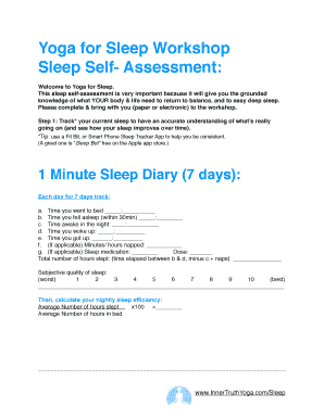 Fillable Online Sleep Self- Assessment: Fax Email Print - pdfFiller