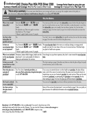 Fillable Online UHC Choice Plus HSA POS Silver 2300 Fax Email Print ...