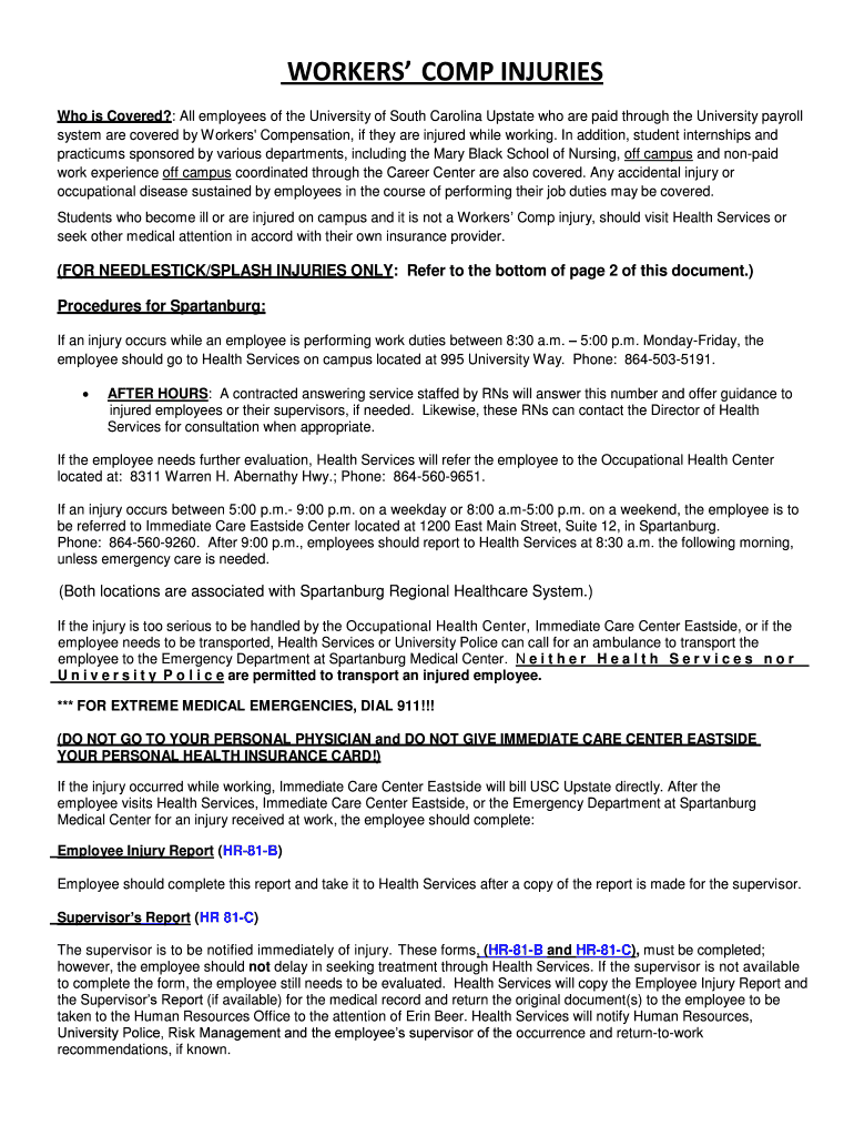 Fillable Online WORKERS COMP INJURIES Fax Email Print - pdfFiller