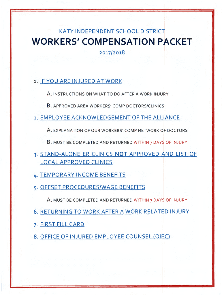Fillable Online WORKERS' COMPENSATION PACKET Fax Email Print - pdfFiller