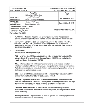 Fillable Online Refusal of EMS Services Fax Email Print - pdfFiller