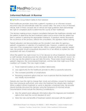 Fillable Online Informed Refusal: A Review Fax Email Print - pdfFiller