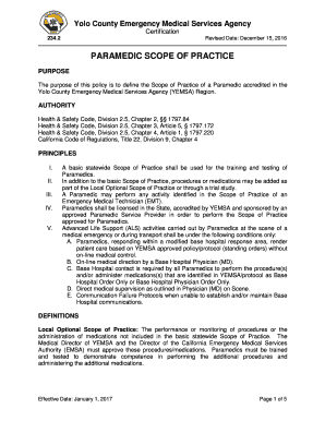 Fillable Online PARAMEDIC SCOPE OF PRACTICE Fax Email Print - pdfFiller