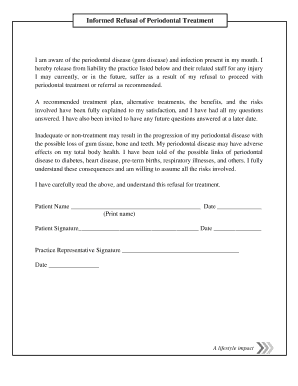 Fillable Online Informed Refusal of Periodontal Treatment Fax Email ...