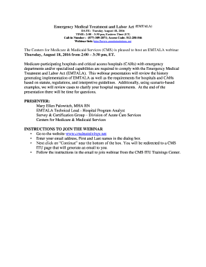 Fillable Online Emergency Medical Treatment and Labor Act (EMTALA) Fax ...