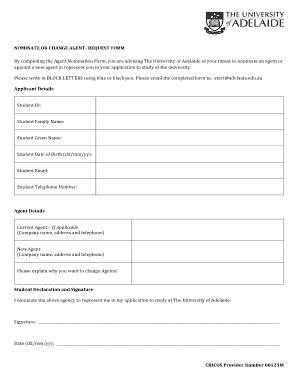 Fillable Online NOMINATE OR CHANGE AGENT- REQUEST FORM Fax Email Print ...