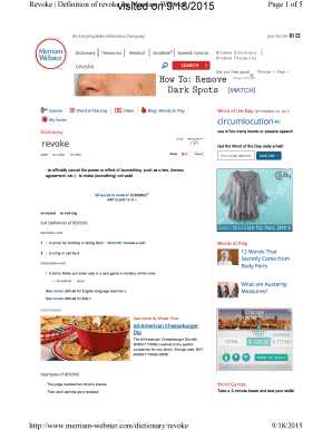 Fillable Online Revoke Definition of revokevisited Fax Email Print ...