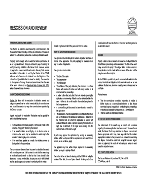 Fillable Online RESCISSION AND REVIEW Fax Email Print - pdfFiller