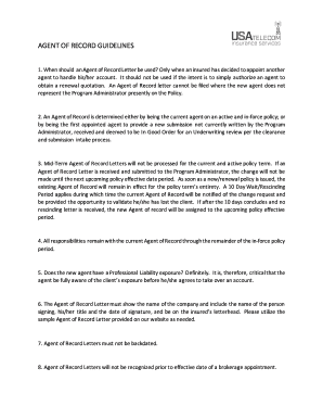 Fillable Online AGENT OF RECORD GUIDELINES Fax Email Print - pdfFiller