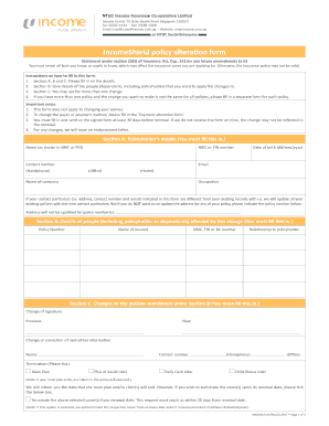 Fillable Online IncomeShield policy alteration form Fax Email Print ...