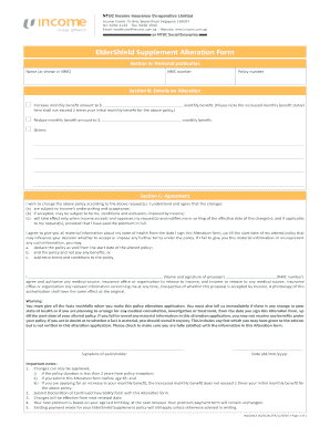 Fillable Online ElderShield Supplement Alteration Form Fax Email Print ...