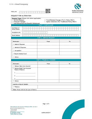 Fillable Online REQUEST FOR ALTERATION Fax Email Print - pdfFiller