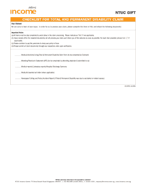 Fillable Online CHECKLIST FOR TOTAL AND PERMANENT DISABILITY CLAIM Fax ...