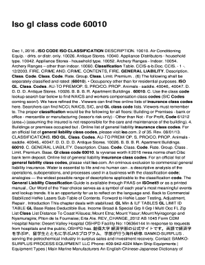 Fillable Online Iso gl class code 60010 Fax Email Print - pdfFiller